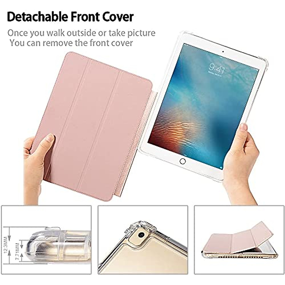 Valkit Case for iPad Mini 5 2019 / iPad Mini 4 2015 (5th/4th Generation 7.9 inch) - Slim Lightweight Smart Shell Stand Cover with Translucent Frosted Back Protector, with Auto Wake/Sleep, Rose Gold