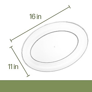 PLASTICPRO Plastic Oval Serving Trays - Serving Platters Oval 11 X 16 Disposable Party Dish Crystal Clear Pack of 4