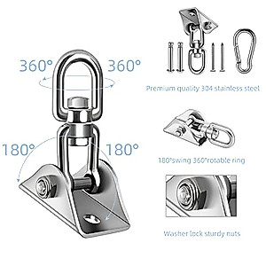HOMPER Hammock Hanging Kit, 1000 lb Capacity Heavy Duty 360° Rotate Swing Hooks for Swing, Chair, Yoga, Outdoor Patio Porch Swing Hardware