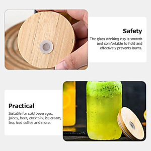 ULAXIM [ 4pcs ] Eco-friendly Glass Cups with Bamboo Lids and Straws 16oz, Iced Coffee Drinking Cups, Beer Can Glass Cup, Glass Tumbler for Cocktail, Whiskey, Soda, Tea, Water