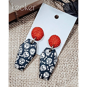 KEOKER Halloween Silk Screen for Polymer Clay, 3 PCS Reusable Silk Screen Stencils for Polymer Clay on Clay & Other Jewelry Clay Earrings Decoration, Each 6" X 3.8" (3PC Halloween 2)