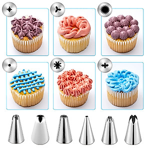 Kasmoire Reusable Piping Bags and Tips Set, Cake Decorating Tools with Icing Pastry Bags, Icing Bags Tips, Couplers and Frosting Bags Ties for Cookie Cupcakes