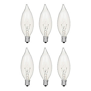 SYLVANIA Double Life Incandescent Light Bulb, B10, 15W, Candelabra Base, 65 Lumens, 3000K, Clear, Soft White - 6 Count (Pack of 1) (15318)