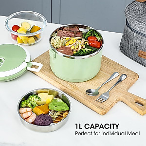 AIEVE Electric Lunch Box, USB Powered Portable Food Warmer for Car Truck with Bag Spoon and Fork, 12V/24V/110V, 35-Ounce