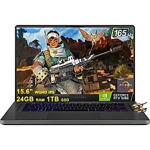 ASUS ROG Zephyrus G15 Gaming Laptop 15.6" WQHD IPS 165Hz (100% DCI-P3) AMD Octa-Core Ryzen 9 6900HS (>i7-11370H) 24GB RAM 1TB SSD GeForce RTX 3060 6GB Graphic USB-C Backlit Win11 Black + HDMI Cable