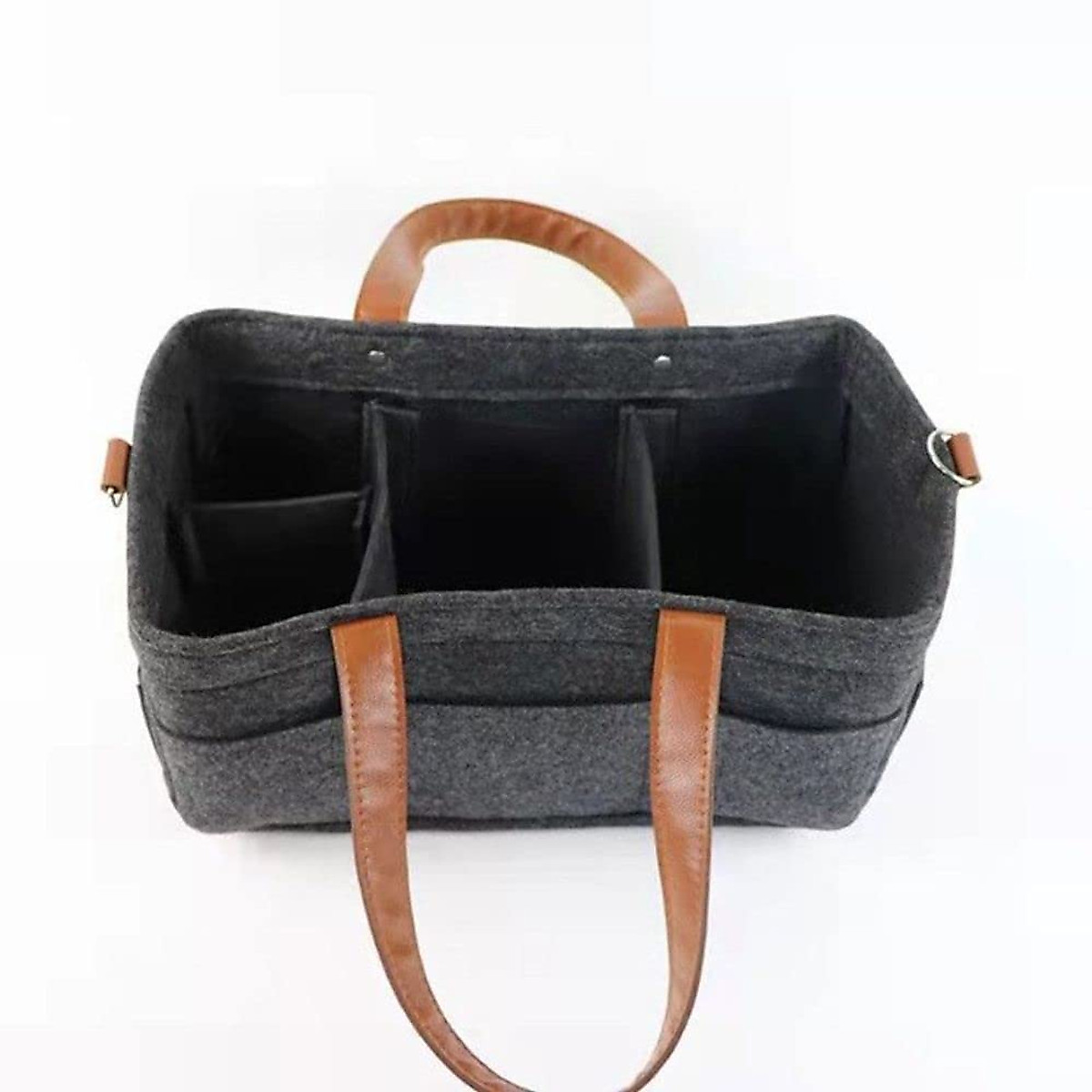 CHDHALTD Infant Diaper Storage Bag, Foldable Nursery Organizer Basket, Large Pocket Nappy Bag for Kids Storage Carrier(Dark Grey)