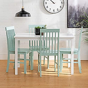 Walker Edison Modern Color Dining Room Table and Chair Set Small Space Living Kitchen, Dining Set, 48 Inch, 4 Person, White and Sage Green