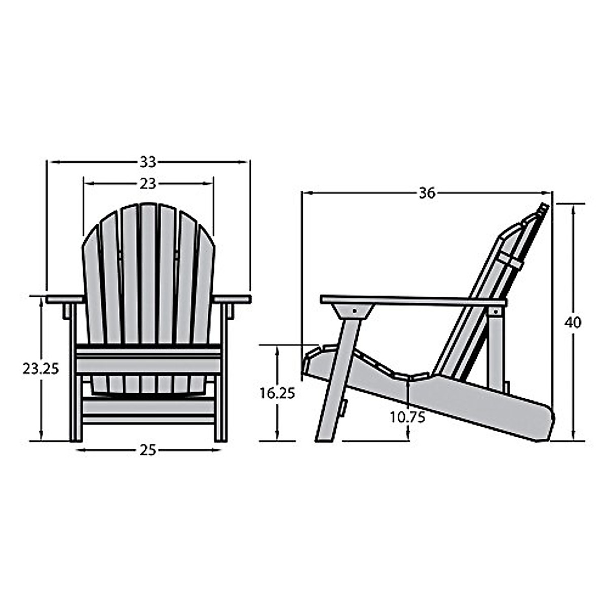 Highwood AD-KITKING1-BKE Hamilton King Size Folding & Reclining Adirondack Chair with Cup Holder, Black