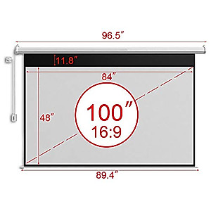 n/a Projection Screen 100 Inch 16:9 Matte White Electric Motorized Projector Screen with 12V Trigger Remote Control for Home Theater