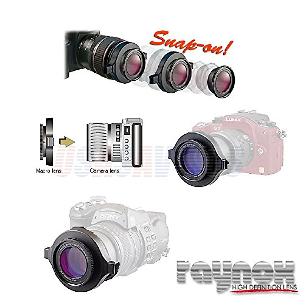 Raynox DCR-250 2.5x Super Macro Lens Universal Snap-on Mount for 52mm to 67mm + Lens Optic Pen Cleaner + 1 VCC113 Micro-Fiber Cloth, Black