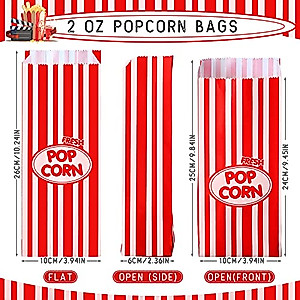 500 PCS Popcorn Bags 2oz Popcorn Paper Bags Red and White Stripes Retro Popcorn Bags Disposable Popcorn Bags for Party Movie Theater Carnival Festivals Movie Theme Party Supplies (500 Pcs)