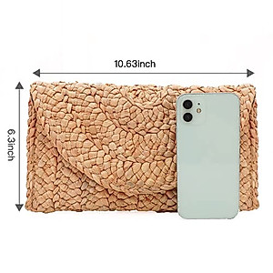COOIENT Women's Straw Shoulder Crossbody Bag Summer Woven Purse Beach Straw Envelope Clutch Wallet for Women