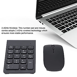 2.4GHz 1200 DPI 18 Key Number Pad Number Pad Mouse Combo Sensitive Remote Technology Plug and Play for Home Office