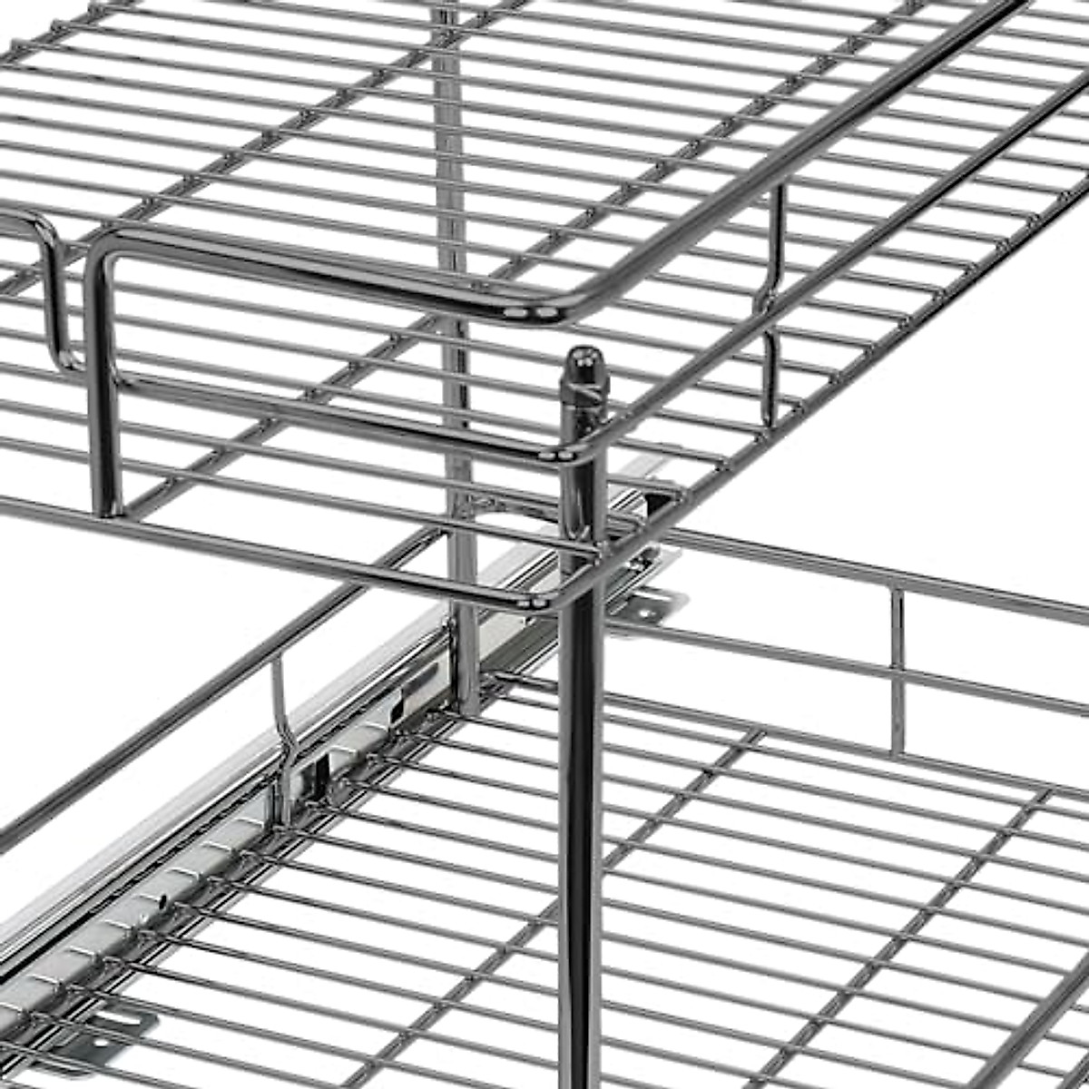 JAJADAH 2-Tier Cabinet Pull Out Shelves, Pull Out Cabinet Organizer, Kitchen Cabinet Organizer for Bathroom/Laundry Room & Kitchen (13.5" X 21.5" - Gray)