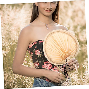 Outanaya Manual Handmade Fan Lightweight Palm Leaf Summer Accessory Handheld Old Fashioned Straw Fan for Wedding