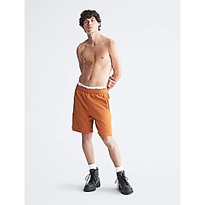 Calvin Klein Men's Monogram Logo Fleece Shorts Caramel Brown