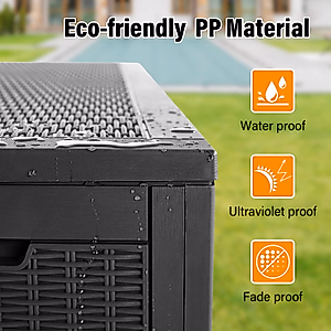 PayLessHere 100 Gallons Deck Box Multifunctional Storage Box Waterproof Outdoor Storage Pool Storage Box Bench with keyhole for Indoor/Outdoor Garden Pool Patio Storage