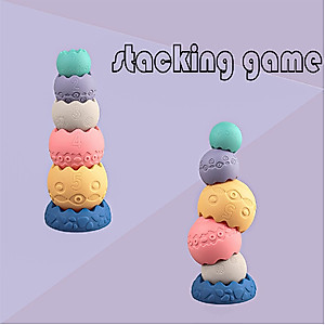 Miawow Stacking Balls Soft Toys for Babies 6 12 18 Months 1 Year Old Girls Boys - Toddlers Sensory Educational Montessori Baby Blocks - Infant Newborn Developmental Teething Learning Stacker Cups
