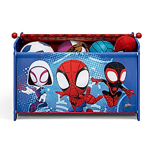 Delta Children Marvel Spidey and His Amazing Friends Toy Box with Retractable Fabric Top, Blue