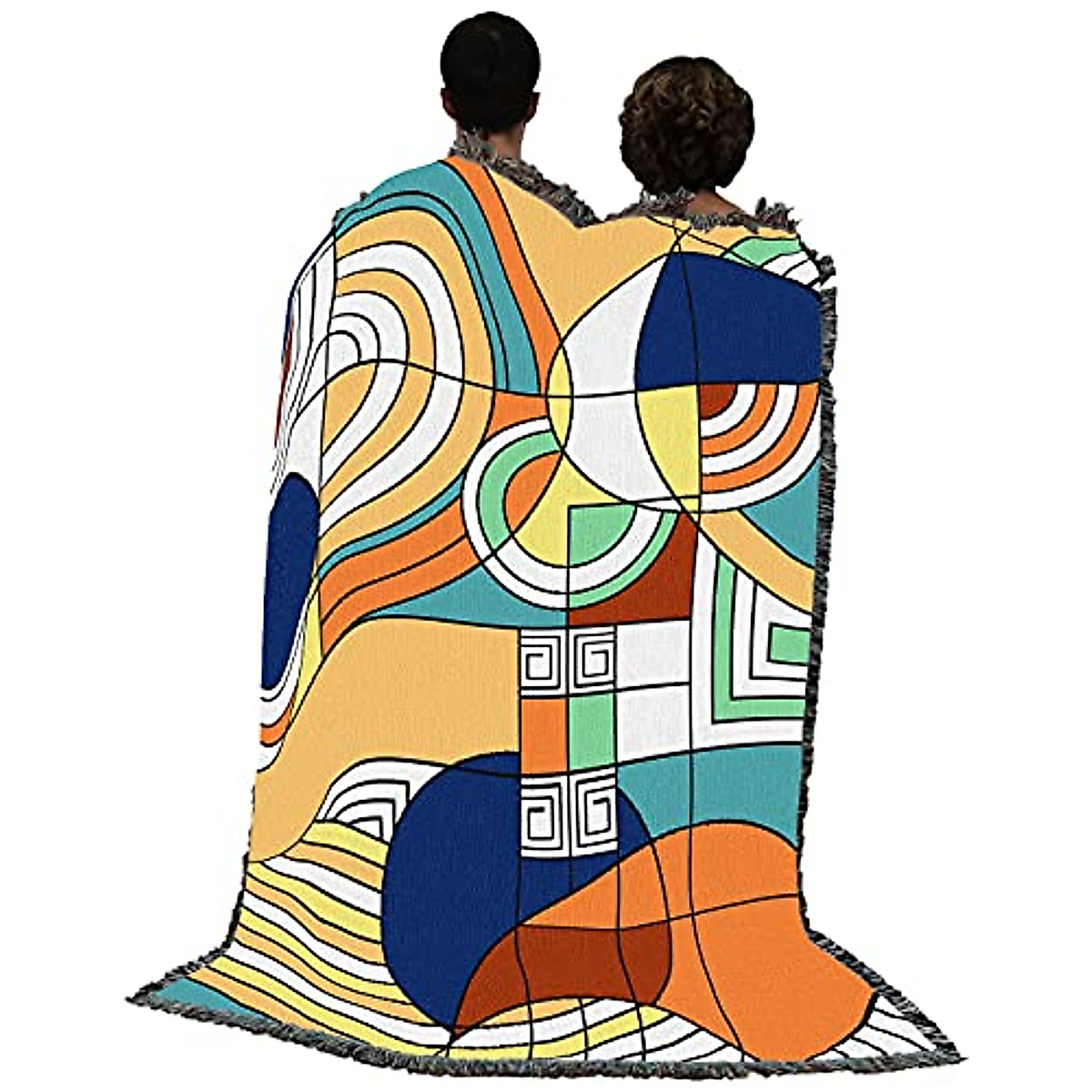 Pure Country Weavers Frank Lloyd Wright Hoffman Pinwheel Blanket - Mission Prairie School Style - Gift Tapestry Throw Woven from Cotton - Made in The USA (72x54)