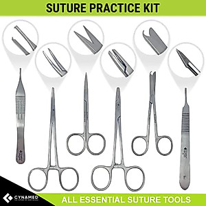 Dr.Stitch Suture Practice Kit for Medical Students - Suture Kit Includes Tool Kit, Large Silicone Suture Pad with Pre-Cut Wounds, and Mixed Suture Threads with Needles (43PC Practice Kit)
