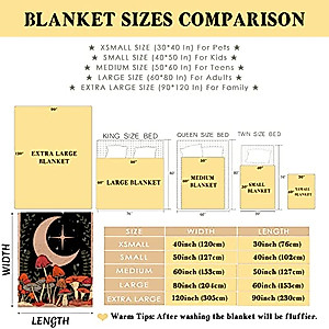 Mushroom Blanket Throw, Ultral Soft Warm Lightweight Flannel Fleece Micro Mushroom Art Blanket Suit for Bed Couch Sofa Travel Gift Home Mushroom Decor 40"x30" XS for Toddler/Pet