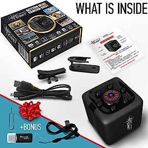 Mini Spy Camera 1080P Hidden Camera - Portable Small HD Nanny Cam with Night Vision and Motion Detection - Indoor Covert Security Camera for Home and Office - Hidden Spy Cam - Built-in Battery