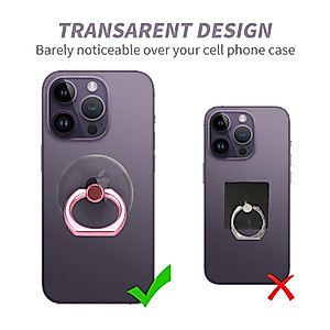 Pink Jsoerpay Clear Phone Ring Holder 2 Pack, Transparent Cell Phone Ring Grip 360°Rotation Finger Ring Stand, Phone Kickstand Compatible with Most of Phones, Tablet and Case