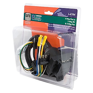 CURT 57672 Dual-Output 4-Way Flat Vehicle-Side to 7-Way RV Blade Trailer Wiring Adapter , Black