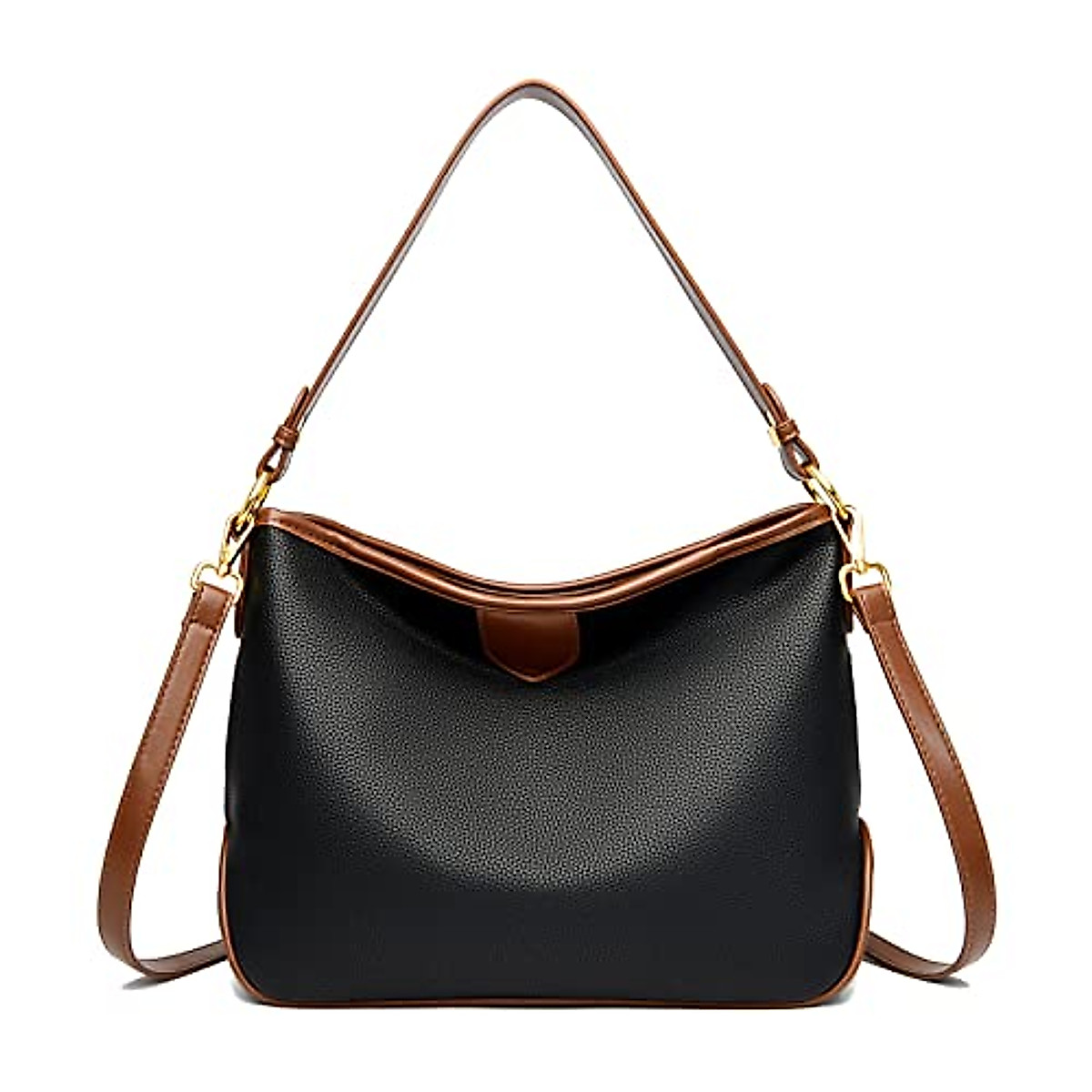 TarsaMult Hobo Bags for Women Soft Faux Leather Shoulder Crossbody Ladies Purses and Handbags Fashion Large Bucket Tote Bag(6157 Black)