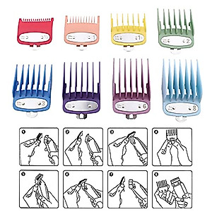 GSKY 8pcs Professional Guide Comb Set for Men's Hair Clippers Replacement, 1.79 X 1.52 Color Accessory Guard Guide Comb is Suitable for Many Men's Hair Clippers