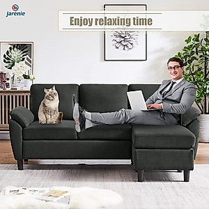 Jarenie 79" Convertible Sectional Sofa, Modern L Shaped 3-Seater Couches with Reversible Chaise for Living Room, Apartment and Small Space, Black