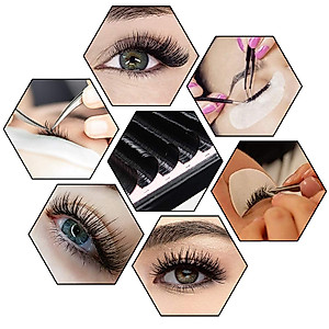 QUEWEL Eyelash Extensions Ellipse Flat 0.15mm Curl D Mix-9-16mm Matte Black|0.15/0.20mm Curl C|CC|D|DD Mix-8-15mm Mix-9-16mm Single 8-18mm|(0.15 D Mix9-16)