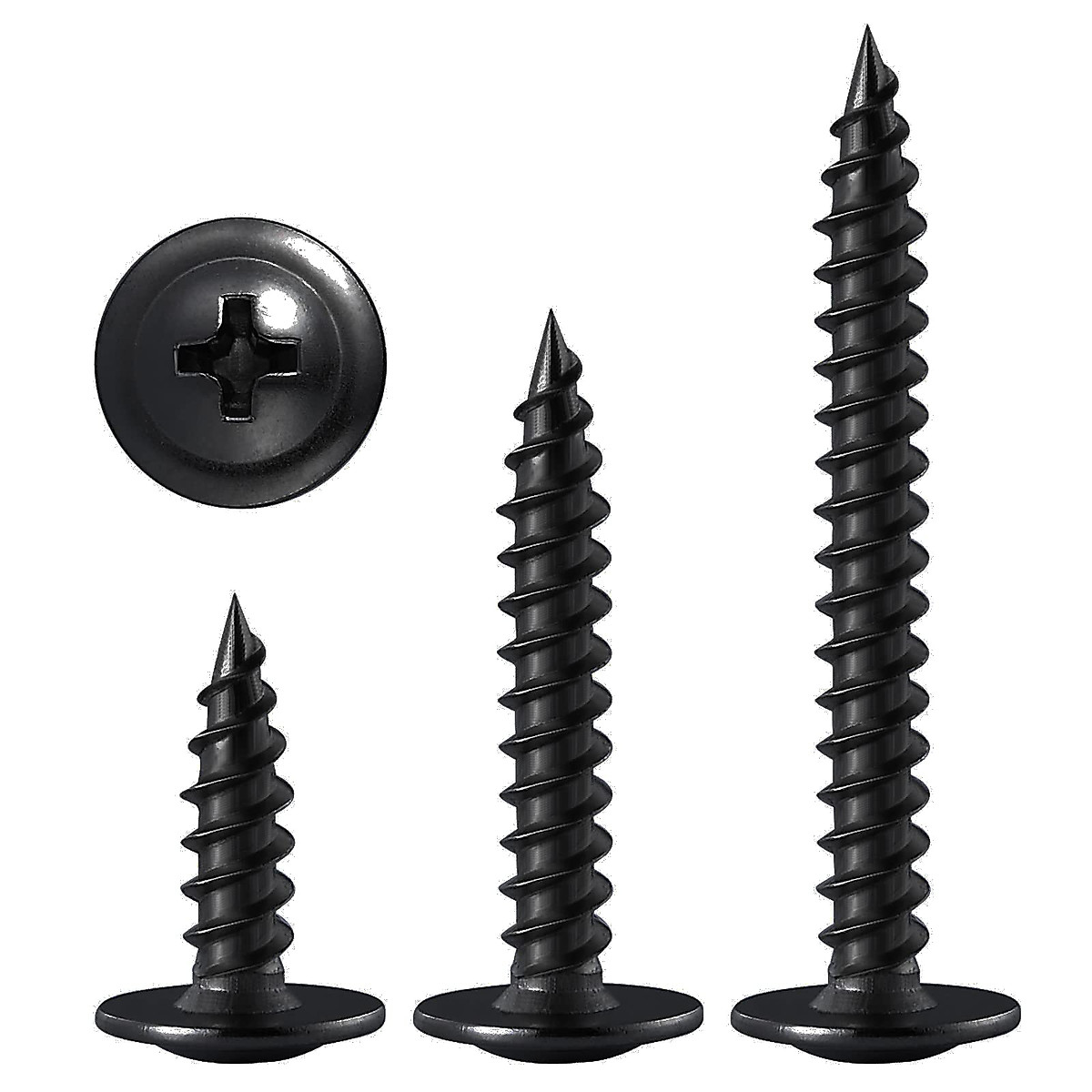 Wensilon (250 pcs)#8×1" Black Truss Head Wood Screws Quick Metal Self Tapping Zinc Oxide