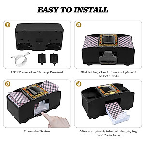 Diolusus Automatic Card Shufler, Electronic Casino Poker Card Shuffling Machine,2 Deck Poker Card Shuffling Machine Battery, Card Playing Tool for Home Party with USB Line (1-2 Decks)
