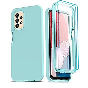 LeYi for Samsung Galaxy A13 5G Phone Case: Galaxy A13 5G Case with [2 x Tempered Glass Screen Protector], Full-Body Shockproof Soft Liquid Silicone Protective Phone Case for Samsung A13 5G, Mint