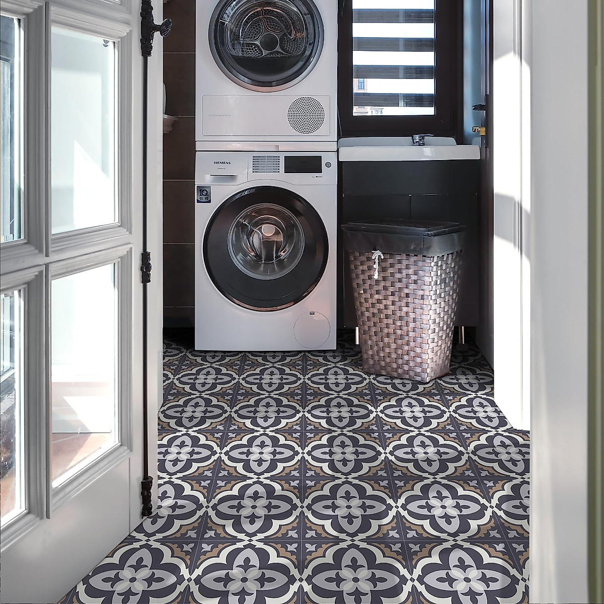 Alow Peel and Stick Floor Tile Waterproof, Floor Tile Easy to Paste, DIY Flooring and Widely Used for Kitchen Bedroom and More(11.8inX11.8inX0.03inX10PCS）