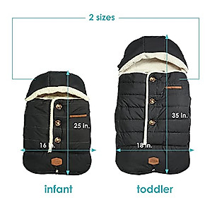 JJ Cole Bundle Me Winter Toddler Car Seat Cover and Bunting Bag - Urban - Weather Resistant Baby Carrier Cover - Winter Baby Essentials - Black