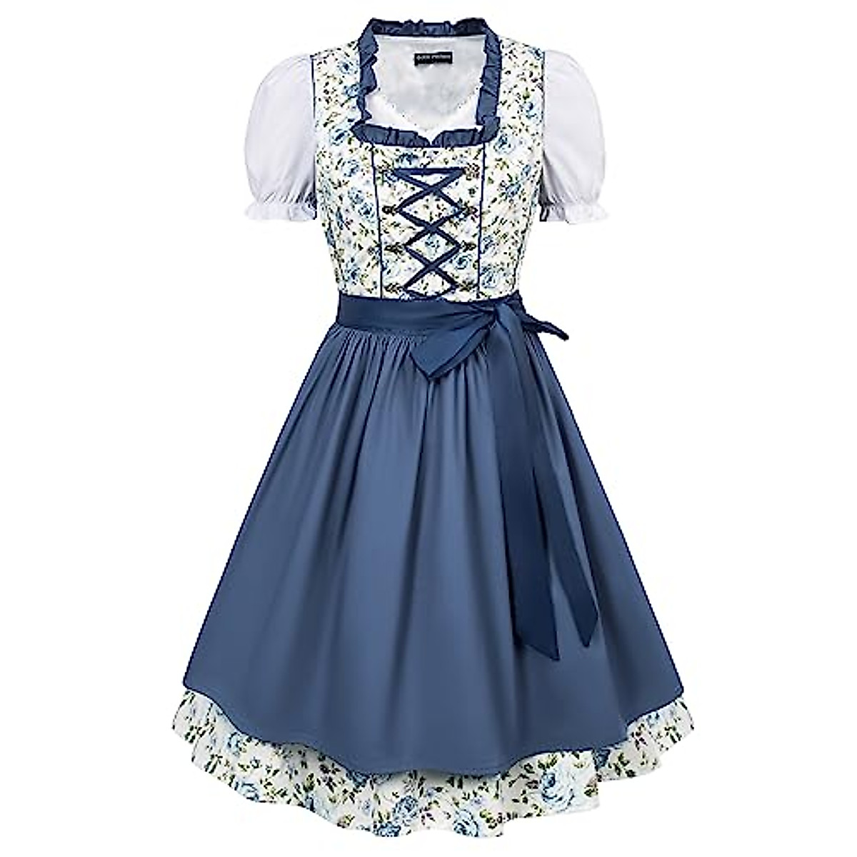 Scarlet Darkness Women's German Dirndl Dress Costumes for Bavarian Oktoberfest Carnival White-Blue L
