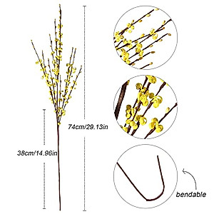 Starryle 10Pcs 29.5'' Long Artificial Flowers Stem Fake Jasmine Flower Faux Jasmines Plant for Home Bathroom Living Room Farmhouse Wedding DIY Flower Vase Decor (Yellow)