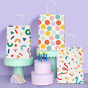 MESHA Gift Bags 15 Pcs 5.9X3.1X8.2 Paper Bags with Handles bulk,Party Favor Bags Birthday Wedding Mother's Day gift bags Small Paper Shopping Bags,Colorful Retail bags,Recyclable Bags (polka dot)