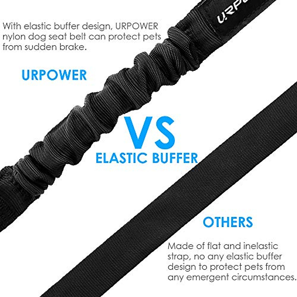 URPOWER Upgraded Dog Seat Belt 2 Pack Dog Car Seatbelts Adjustable Pet Seat Belt for Vehicle Nylon Pet Safety Seat Belts Heavy Duty & Elastic & Durable Car Seat Belt for Dogs, Cats and Pets