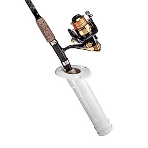 Attwood 12703D1 Plastic Rod Holder — Mounts at 30-Degree Angle, 2 ½-in. Install Hole Diameter, ABS Plastic, White