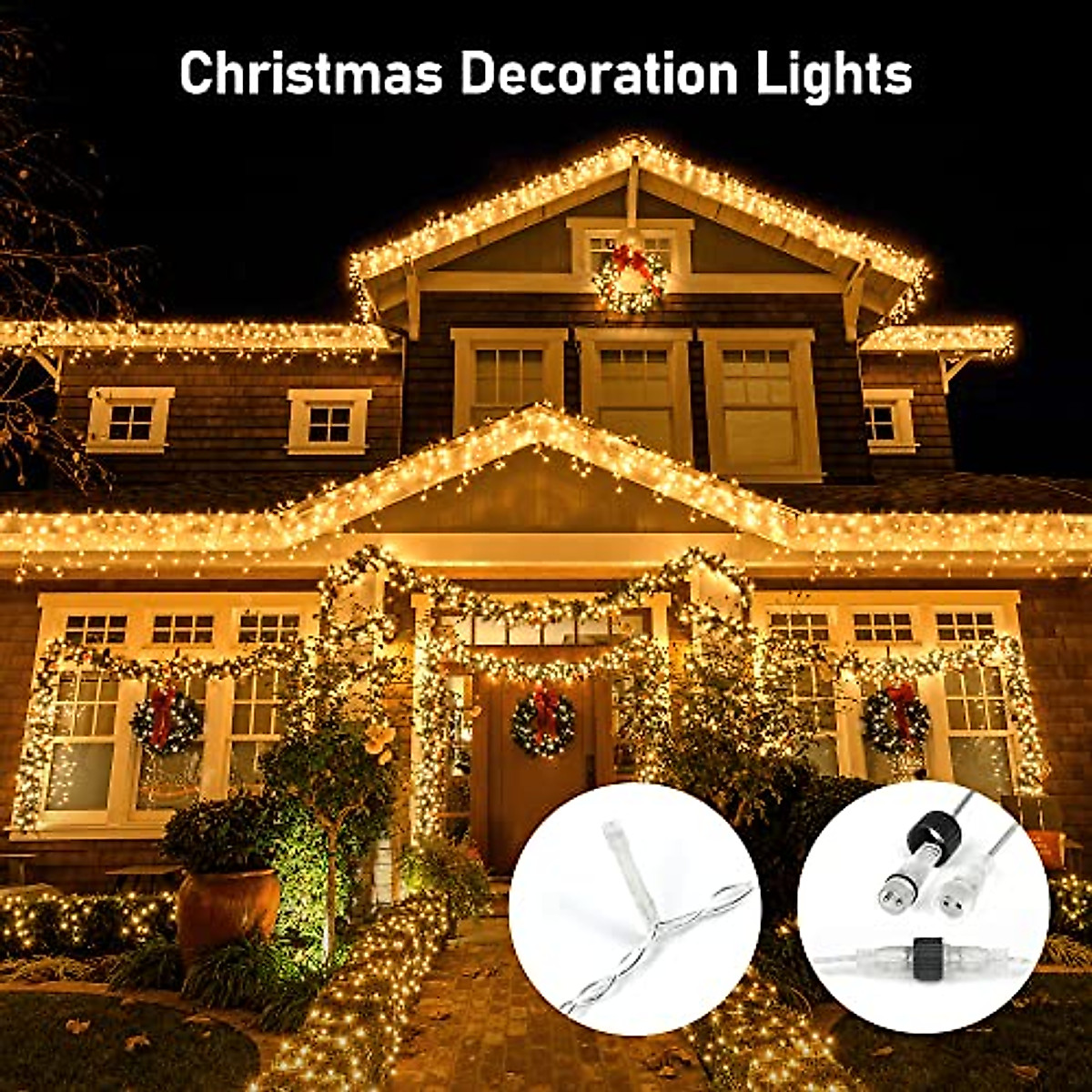 GYLEFY Christmas Lights Outdoor, Icicle Lights 98.4FT Curtain Lights 1200LED Connectable String Lights Waterproof Fairy Lights with Plug for Xmas Wedding Party Garden Indoor Decor - Warm White