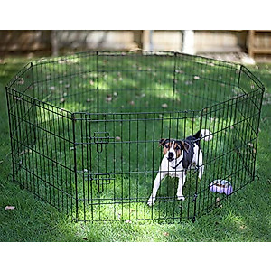 Pet Playpen Puppy Playpen Kennels Dog Fence Exercise Pen Gate Fence Foldable Dog Crate 8 Panels 24 Inch Kennels Pen Playpen Options Ideal for Pet Animals Outdoor Indoor Artmeer(24 Inch)