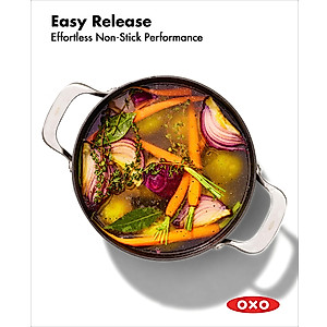 OXO Professional 5QT Stock Pot with Lid, Hard Anodized Ceramic Nonstick Cookware PFAS-Free, Stainless Steel Handles, Induction Suitable, Diamond Reinforced Coating, Dishwasher and Oven Safe, Black