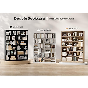 FACBOTALL Bookshelf and Bookcase, 6-Tier Double Wide Bookshelves,Freestanding Display Storage Shelves, Tall Bookcases for Home Decor Bedroom, Living Room, Home Office,White