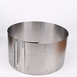 LoBake 6 to 12 Inch 6cm to 15cm Height Stainless Steel Adjustable Round Mousse Cake Rings Stretch Baking Mold DIY Baking Supplies (15cm Height)