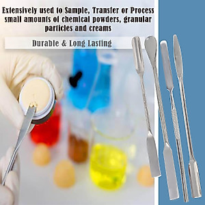 A2Z Scilab 11 Pcs Lab Micro Spatula Scoop Spoon Tweezers Sampler Instrument Kit, Made of Stainless Steel - Multi Purpose Laboratory Sampling Mixing Glass Pipette Set - For Starter Science STEM Lab Kit