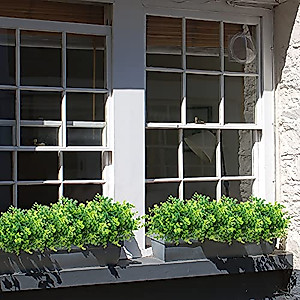 THE BLOOM TIMES Artificial Boxwood (Pack of 6), Artificial Greenery Stems Fake Outdoor Plants UV Resistant for Farmhouse Home Garden Wedding Indoor Outside Decor in Bulk Wholesale